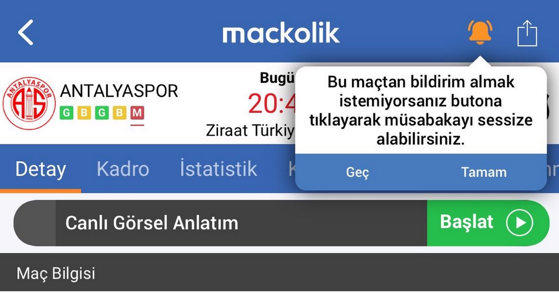 Mackolik’ten yeni özellik | Mackolik.com